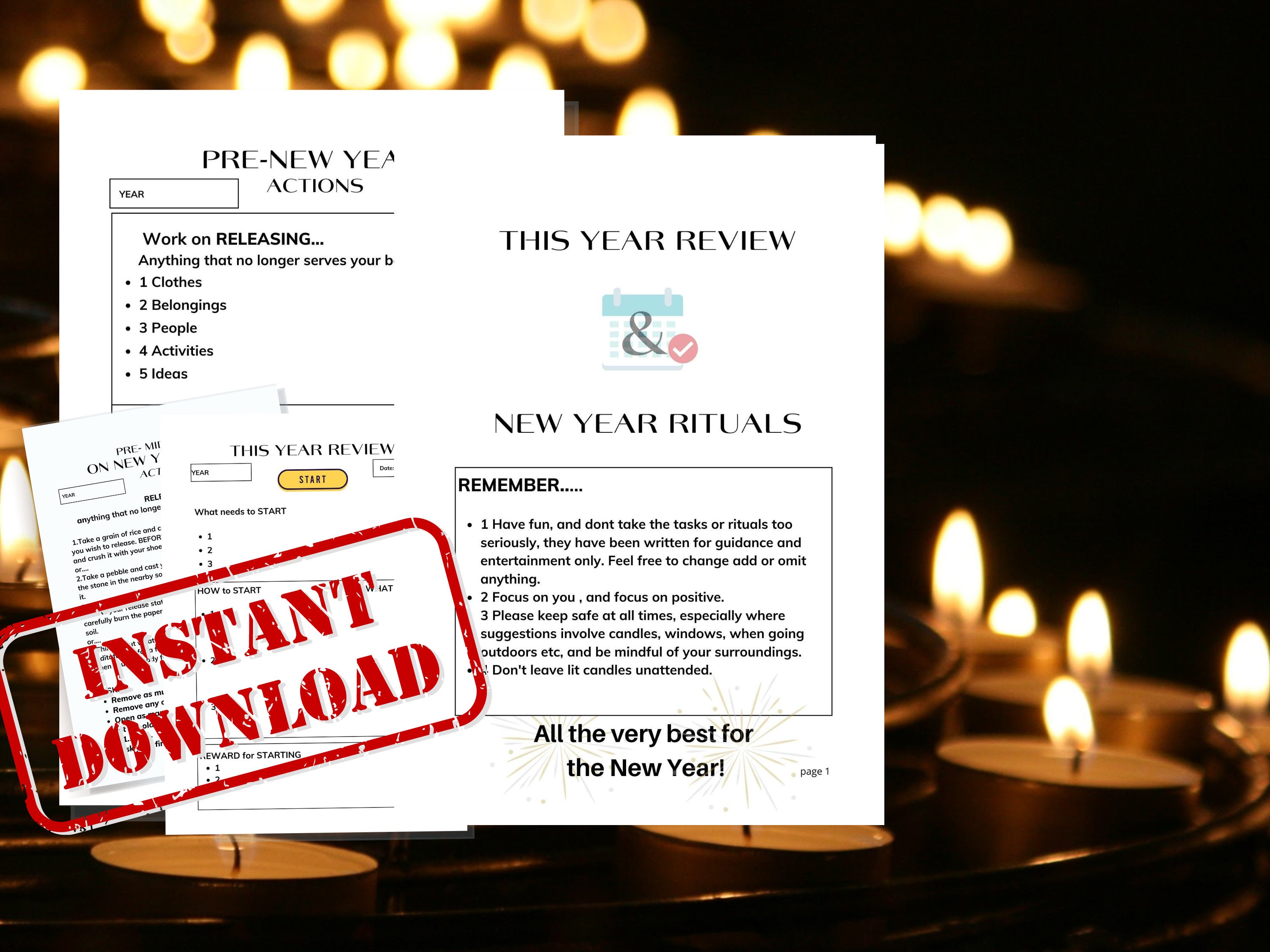 New Years Rituals With New Year Review and Resolutions Planner US ...