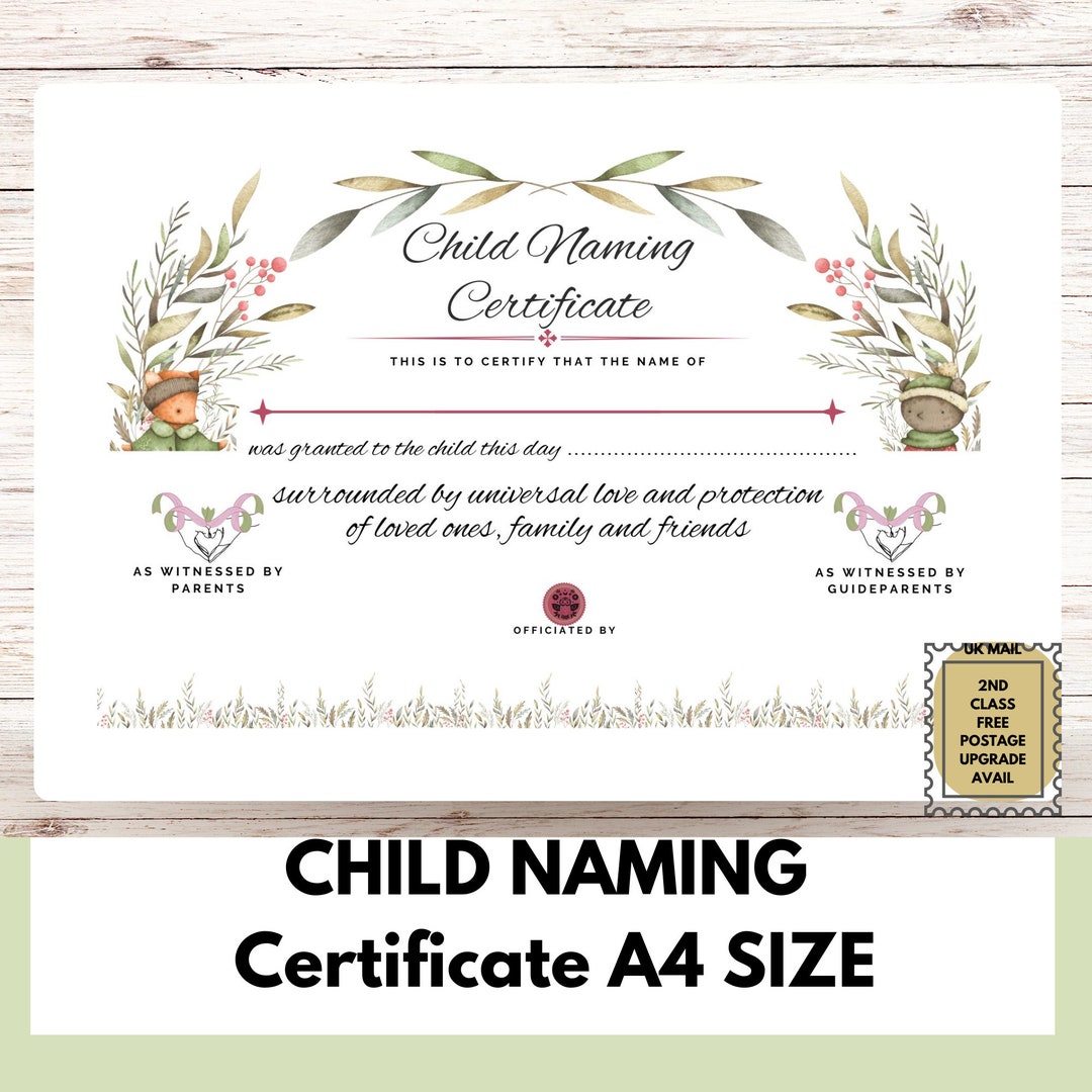 Personalized Baby Naming Certificate: Keepsake Gift With Woodland ...