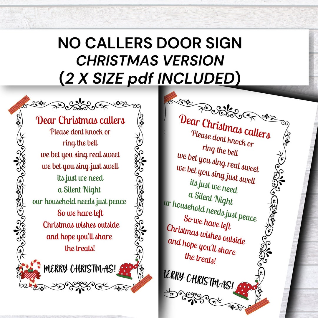 No Callers Christmas Door Sign . A4 and US Letter Printable Pdfs ...