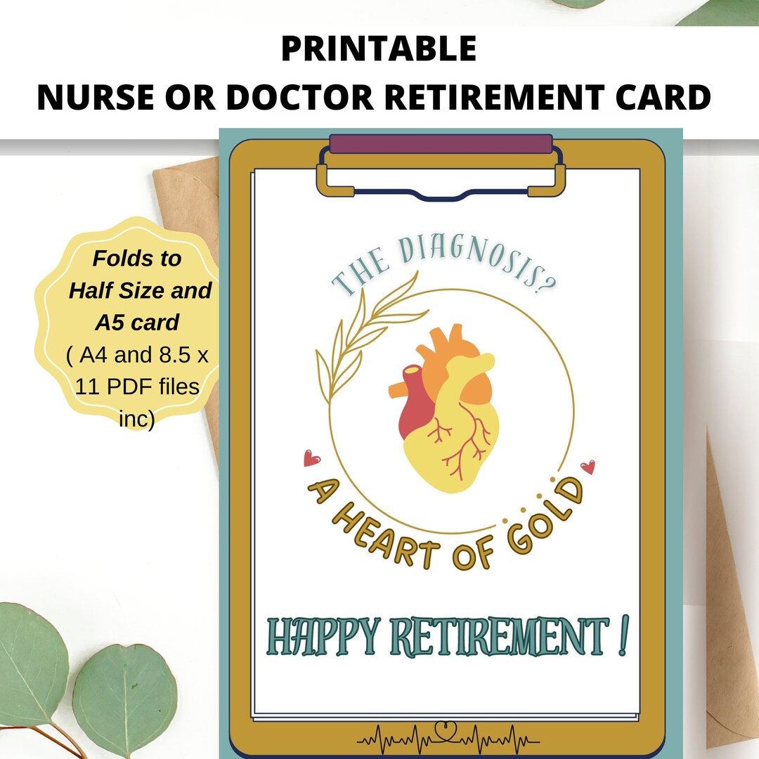 Nurse Doctor Retirement Card: Heart of Gold Printable (PDF) - Etsy