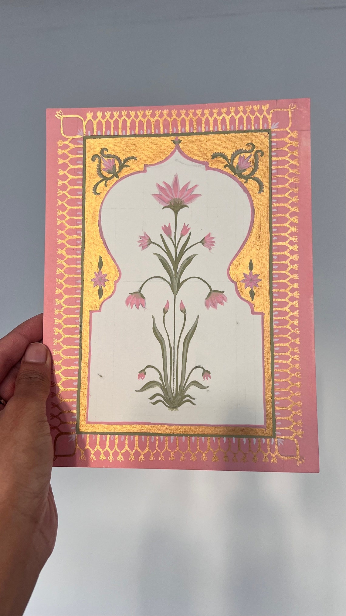 Hand Painted MUGHAL FLORAL Design on Textured Paper A5 Size. Original ...