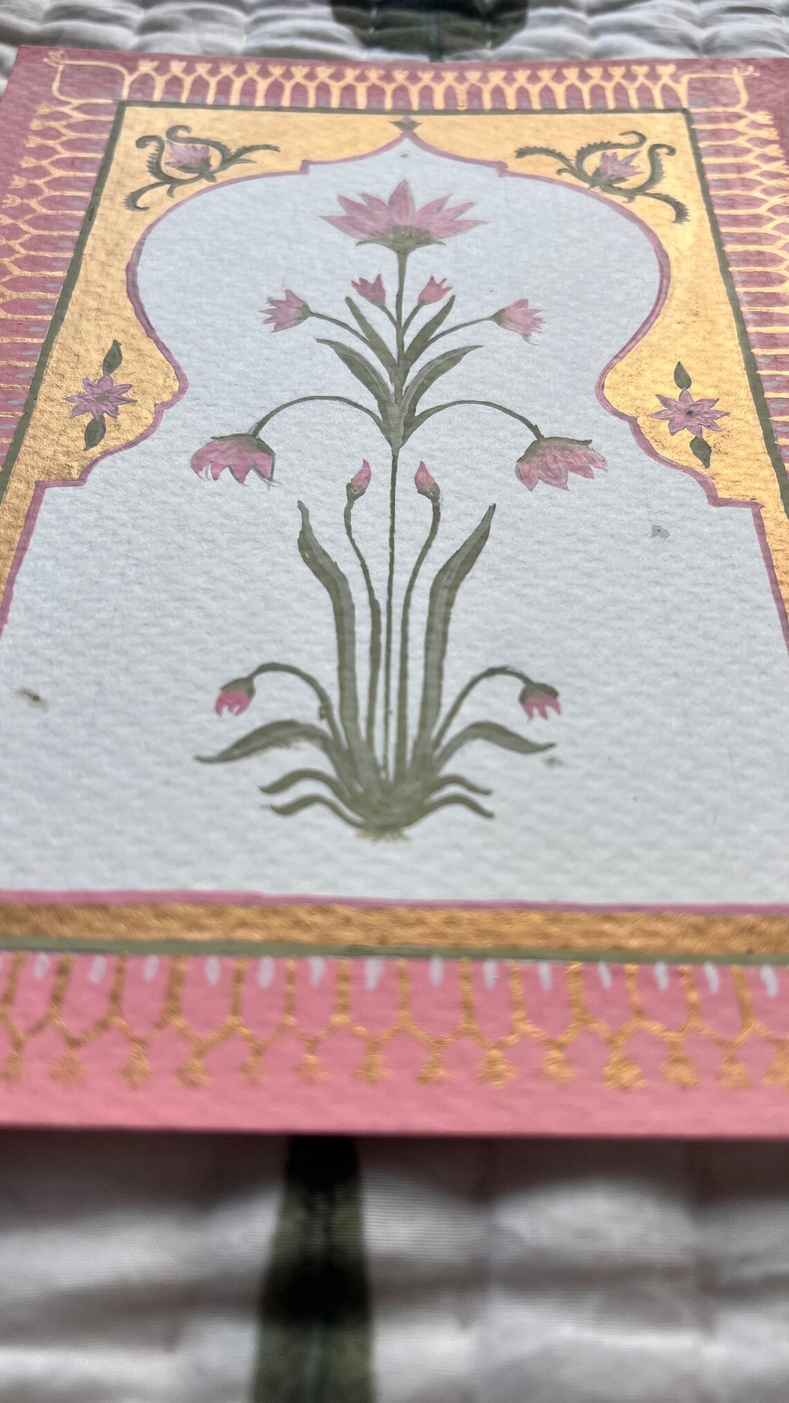 Hand Painted MUGHAL FLORAL Design on Textured Paper A5 Size. Original ...