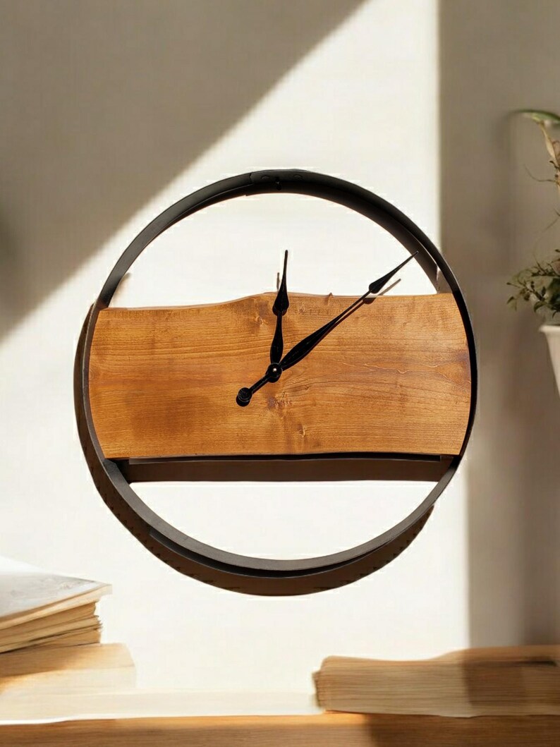 Wine Barrel Band Clock / Large Wall Clock / Live Edge Wall Clock ...