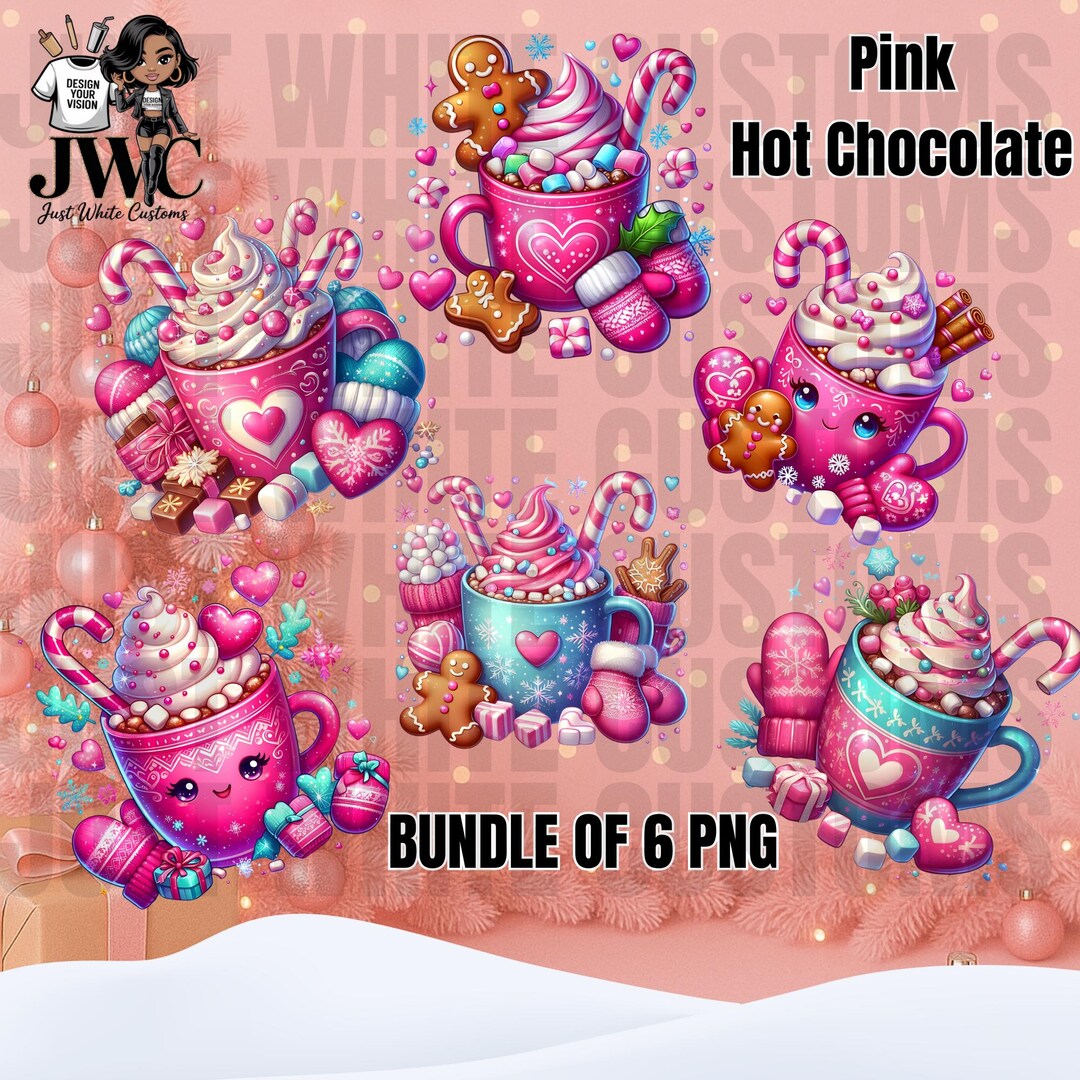 Pink Hot Chocolate Bundle 6 Pngs - Etsy