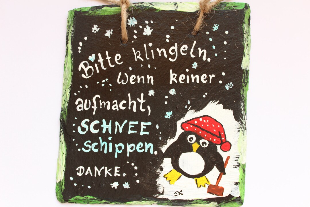 Door Sign "shoveling Snow" | Hand-painted Slate - Etsy
