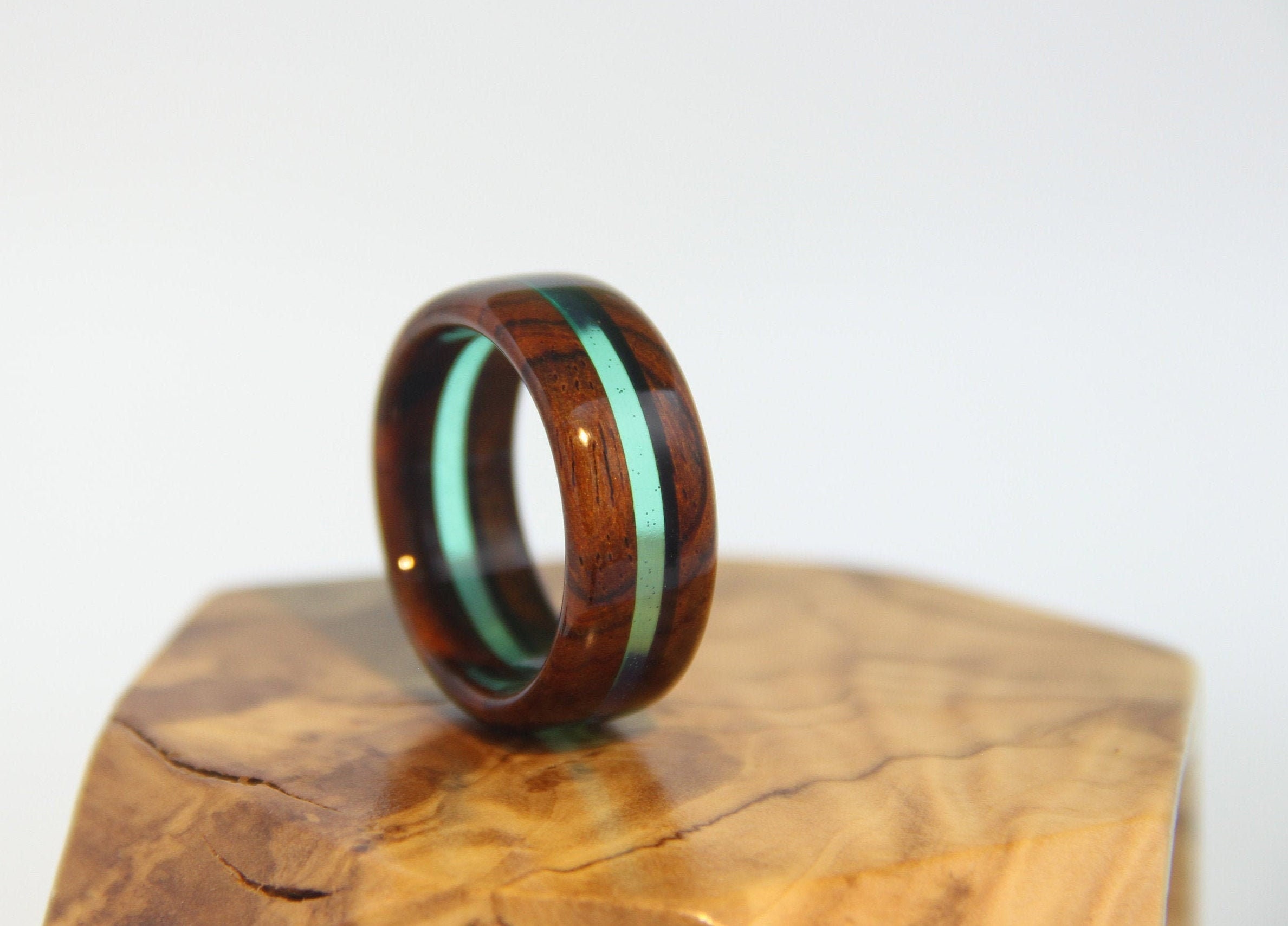 Nature Resin Wood Ring Green Wood and Resin Ring Anniversary - Etsy