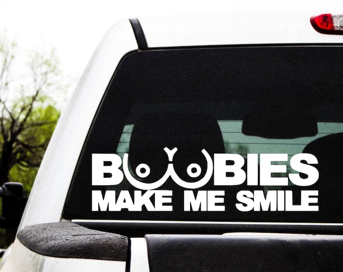 Boobies Make Me Smile Decal/ Sticker - Etsy