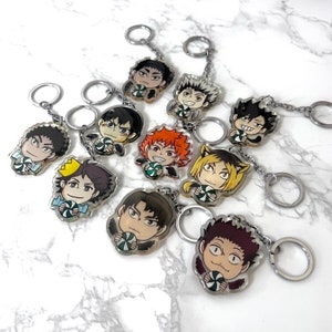 Haikyuu, Double Sided Keychains, Cute, Chibi Faces, Acrylic Keychain ...