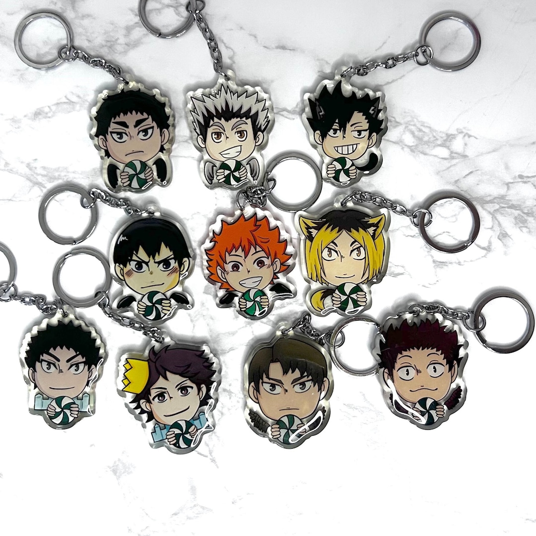 Haikyuu, Double Sided Keychains, Cute, Chibi Faces, Acrylic Keychain ...