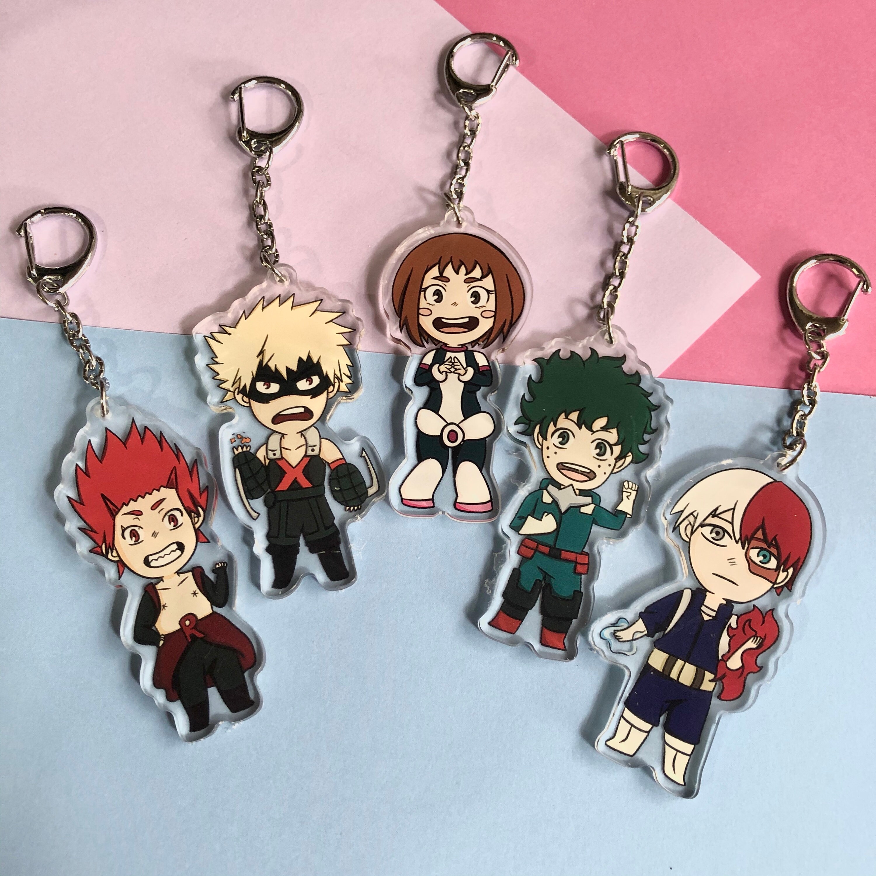 Acrylic Keychains transparent double sided keychain mha bakugou ...