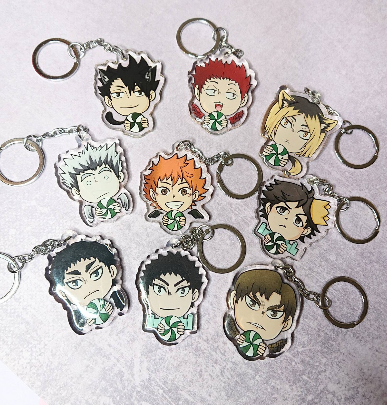 Haikyuu double sided keychains cute chibi faces acrylic | Etsy