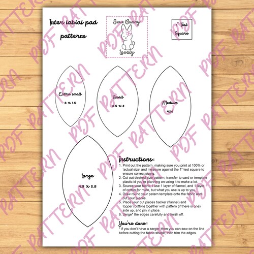 Reusable Postpartum Pad PDF Sewing Pattern INSTANT DOWNLOAD | Etsy