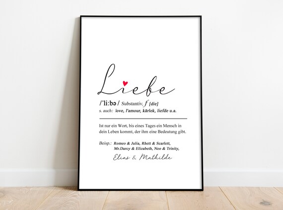 Liebe Definition personalisierbarer Originaldruck - Etsy