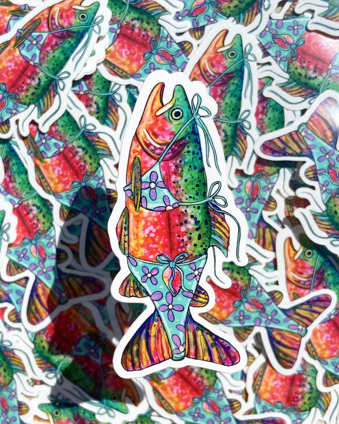 Bikini Salmon Glossy Vinyl Sticker - Etsy
