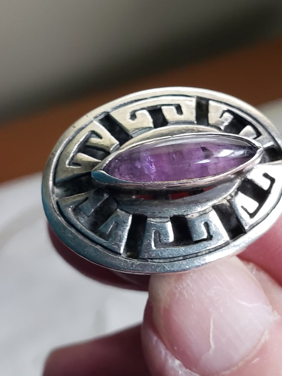 Taxco size 10 Amethyst SS ring vintage - Gem