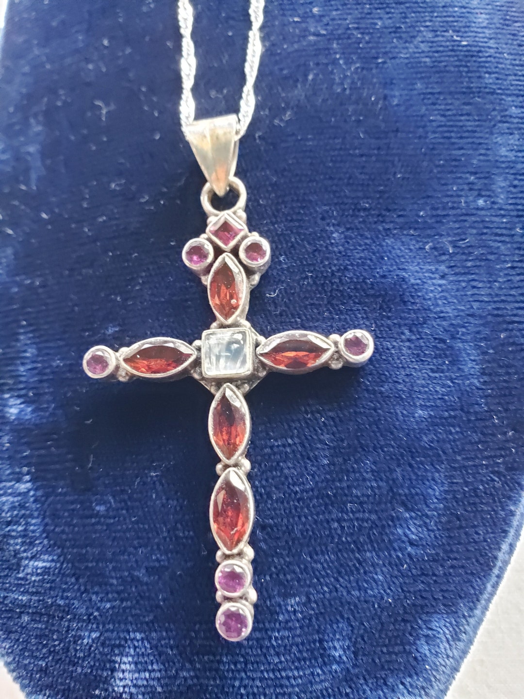 On Sale Nicky Butler Cross With Garnets, Moonstone and Amethyst 2.5 ...
