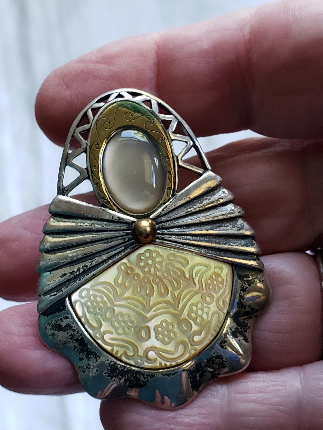 Carolyn Pollack Angel Enhancer in MOP SS Moonstone and Brass - Etsy