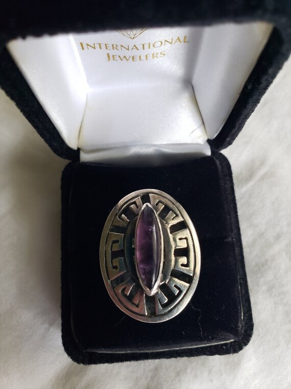Taxco size 10 Amethyst SS ring vintage - Gem