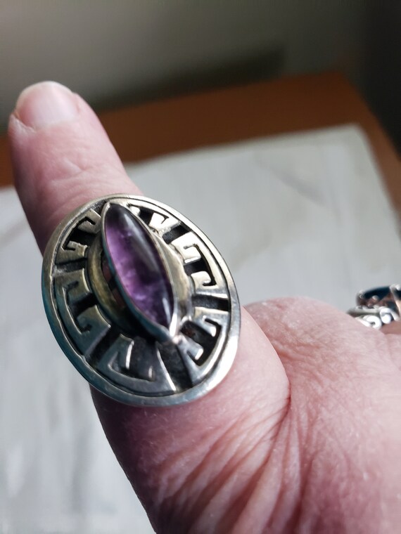 Taxco size 10 Amethyst SS ring vintage - Gem