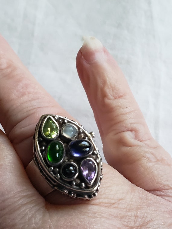 On sale Sajen multigem Adjustable Poison Ring SS vint… - Gem