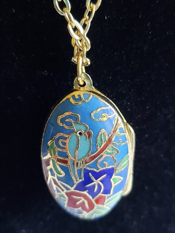 The Bluebird of Happiness Enamel Locket - Gem