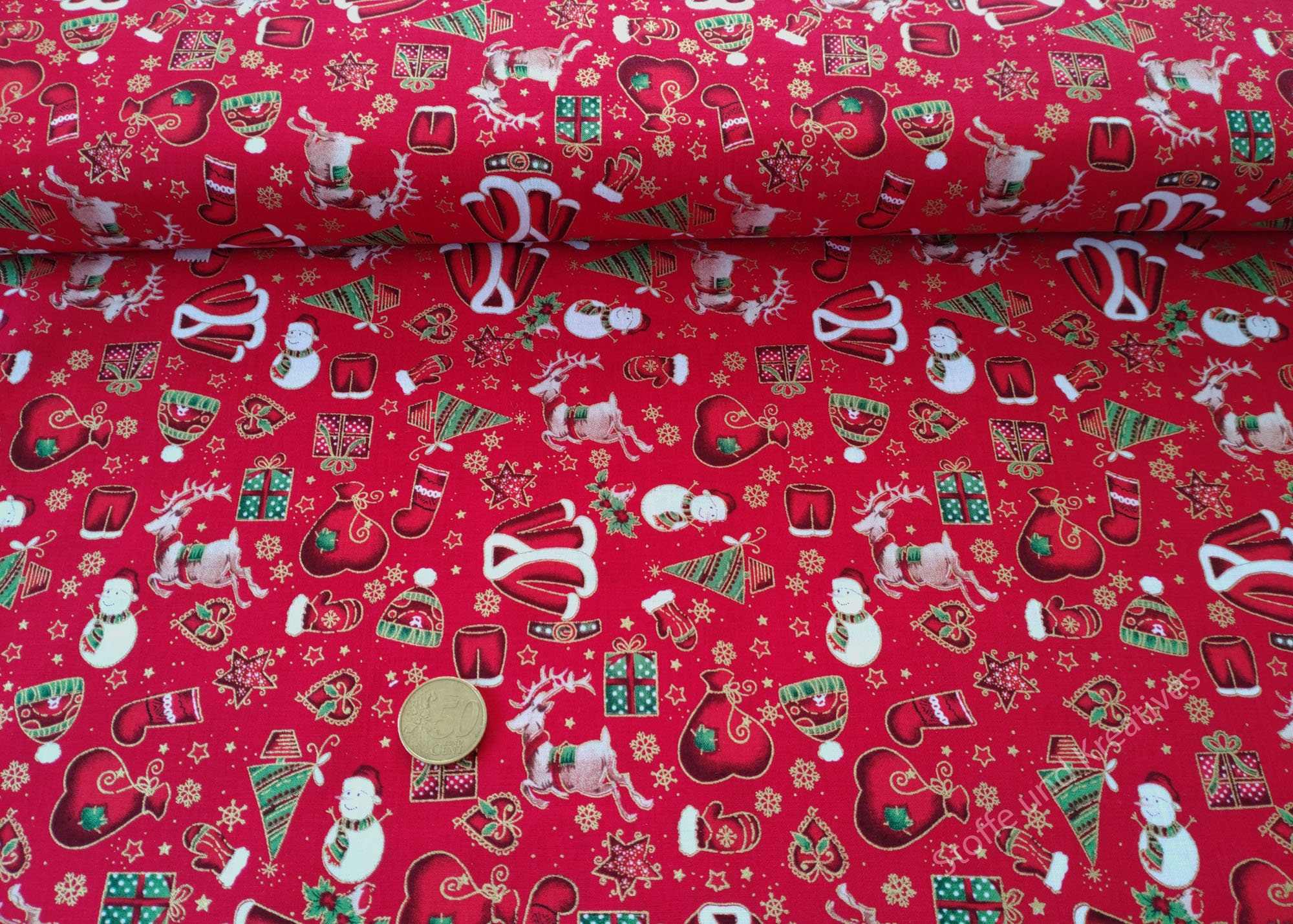 Santa Claus Christmas Fabric Red Cotton Woven Goods by the | Etsy