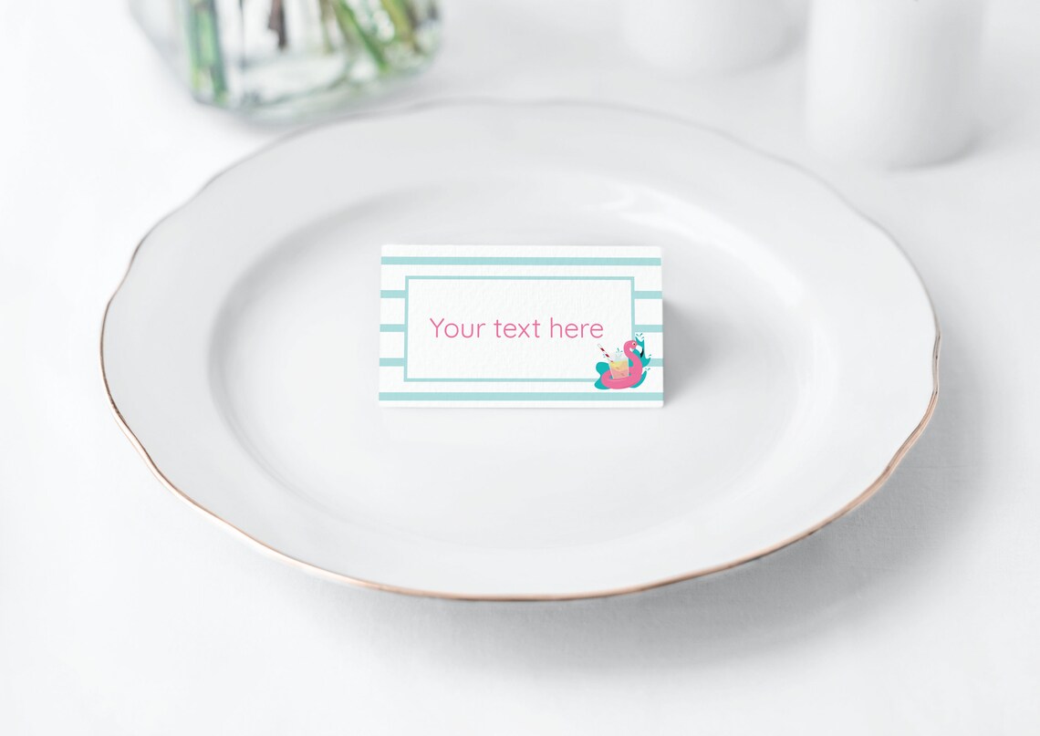 Flamingo Pool Float Editable Place Cards | Printable PDF, Tent Cards ...