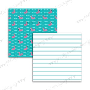 Flamingo Pool Float Digital Paper Set | Digital Scrapbooking, Paper ...