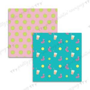 Flamingo Pool Float Digital Paper Set | Digital Scrapbooking, Paper ...