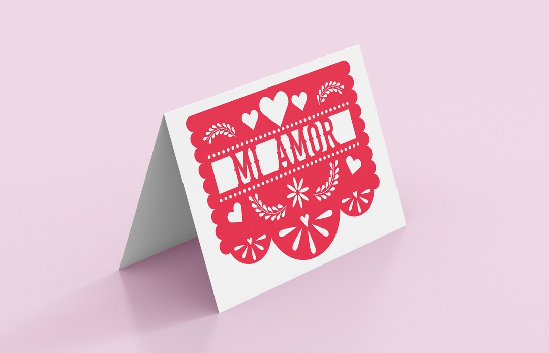 Papel Picado Mi Amor Red | Printable Greeting Card | Valentine, Love ...