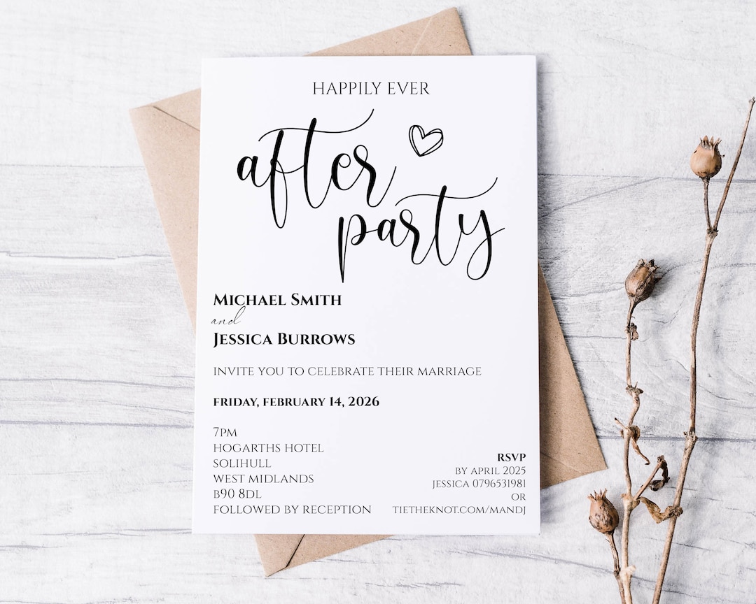 Happily Ever After Party Invite, Evening Reception Invitation ...