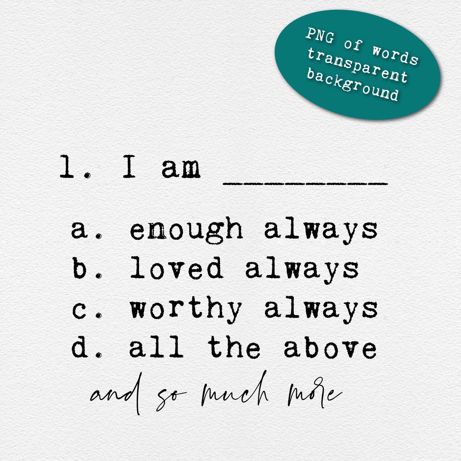 I Am Enough I Am Worthy I Am Loved Printable Clip Art - Etsy