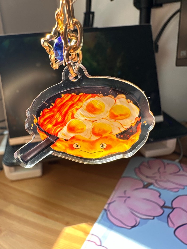 Calcifer Keychain Moving Castle Ghibli Keychain Wristlet Lanyard - Etsy ...