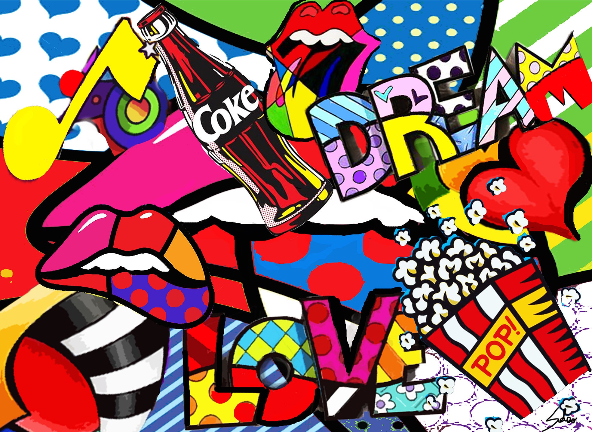 DIPINTO Modern Abstract CINEMA Hand-painted Pop Art Modern Art Abstract ...