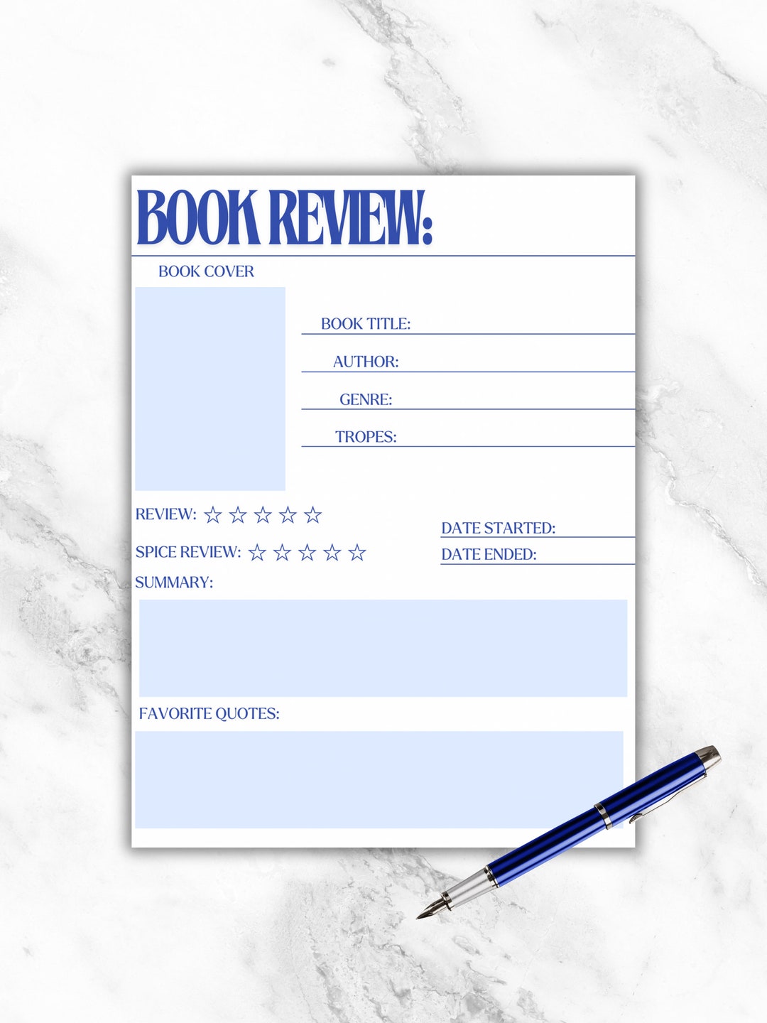Canva Book Review Template, Digital Reading Journal, Simple Book Club ...