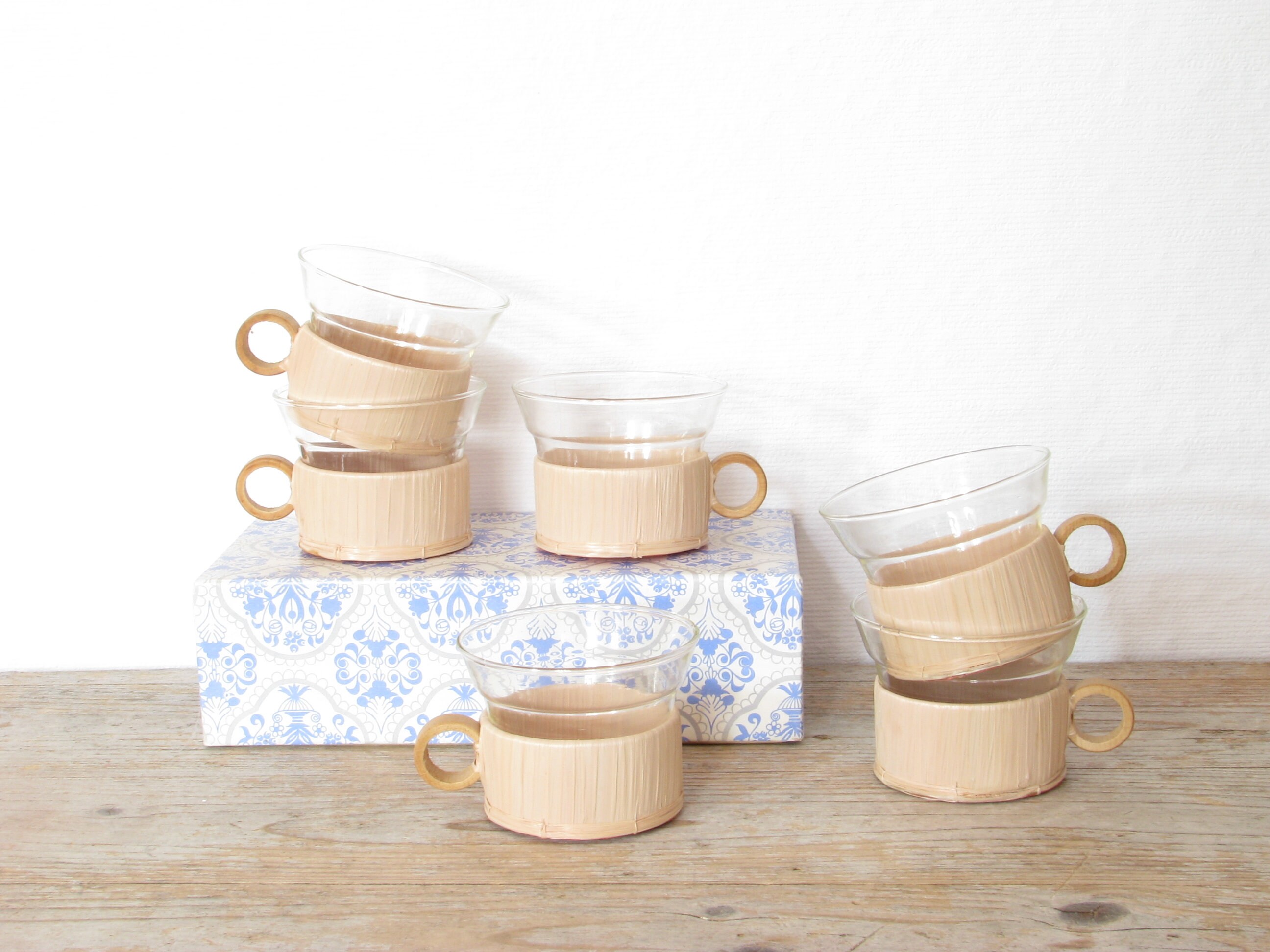 Mugs 6 Vintage Tea Glasses Tea Cups Tea Service 50s 60s Tea Set Copper ...