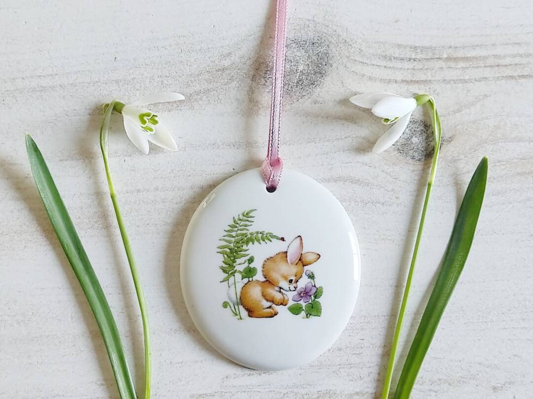 Porcelain Pendant Easter Bunny/easter Pendant Easter Bouquet/vintage ...