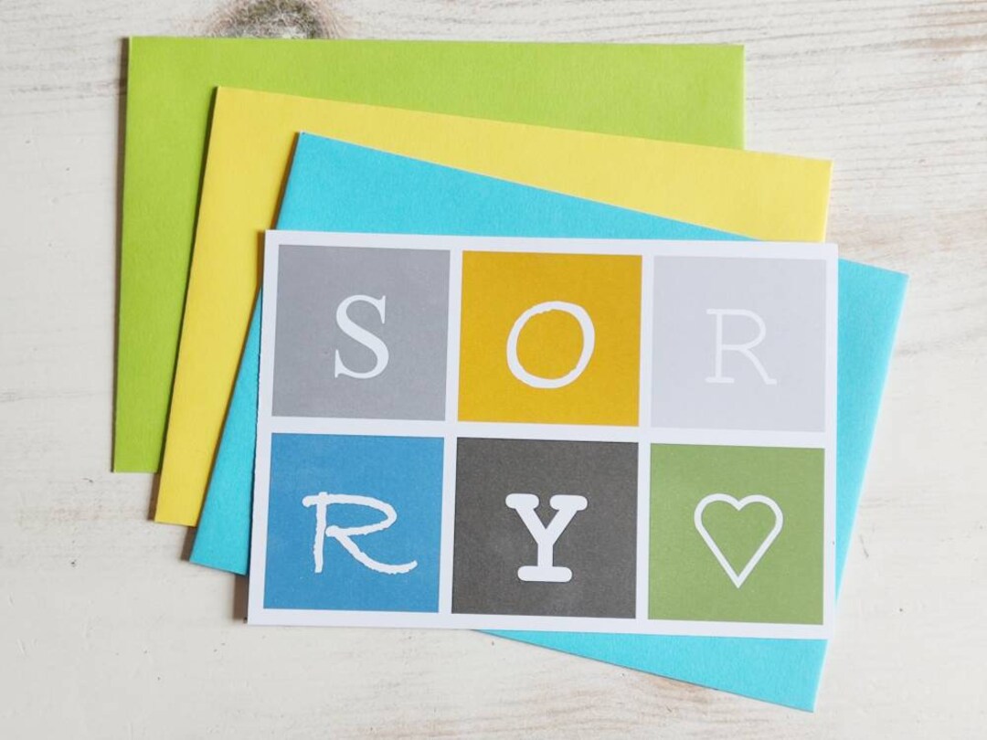 Folding Card Sorry / Card I'm Sorry / Apology Card With Heart in Blue ...