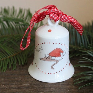 Hand-painted Porcelain Bell "christmas Mouse" - Etsy