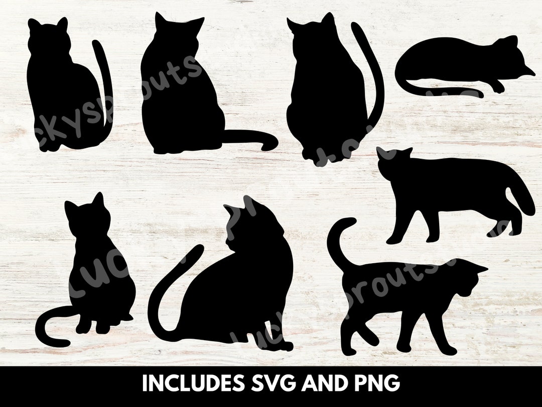8 Cat SVG/PNG Bundle, Kitten Svgs, Cat Cut Files, Commercial Use, Cat ...