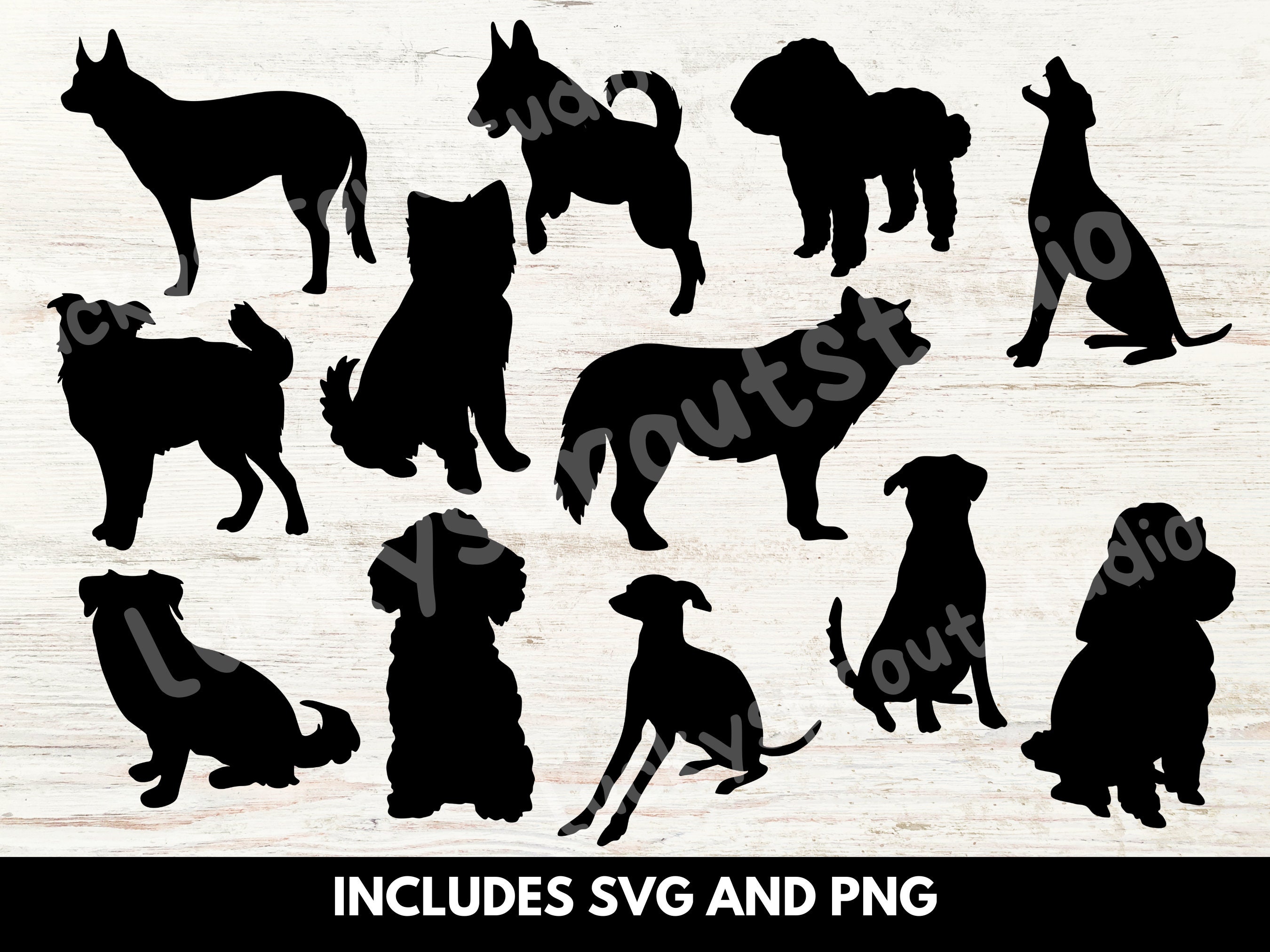 12 Dog SVG/PNG Bundle, Puppy Svg, Dog Cut Files, Commercial Use, Animal ...