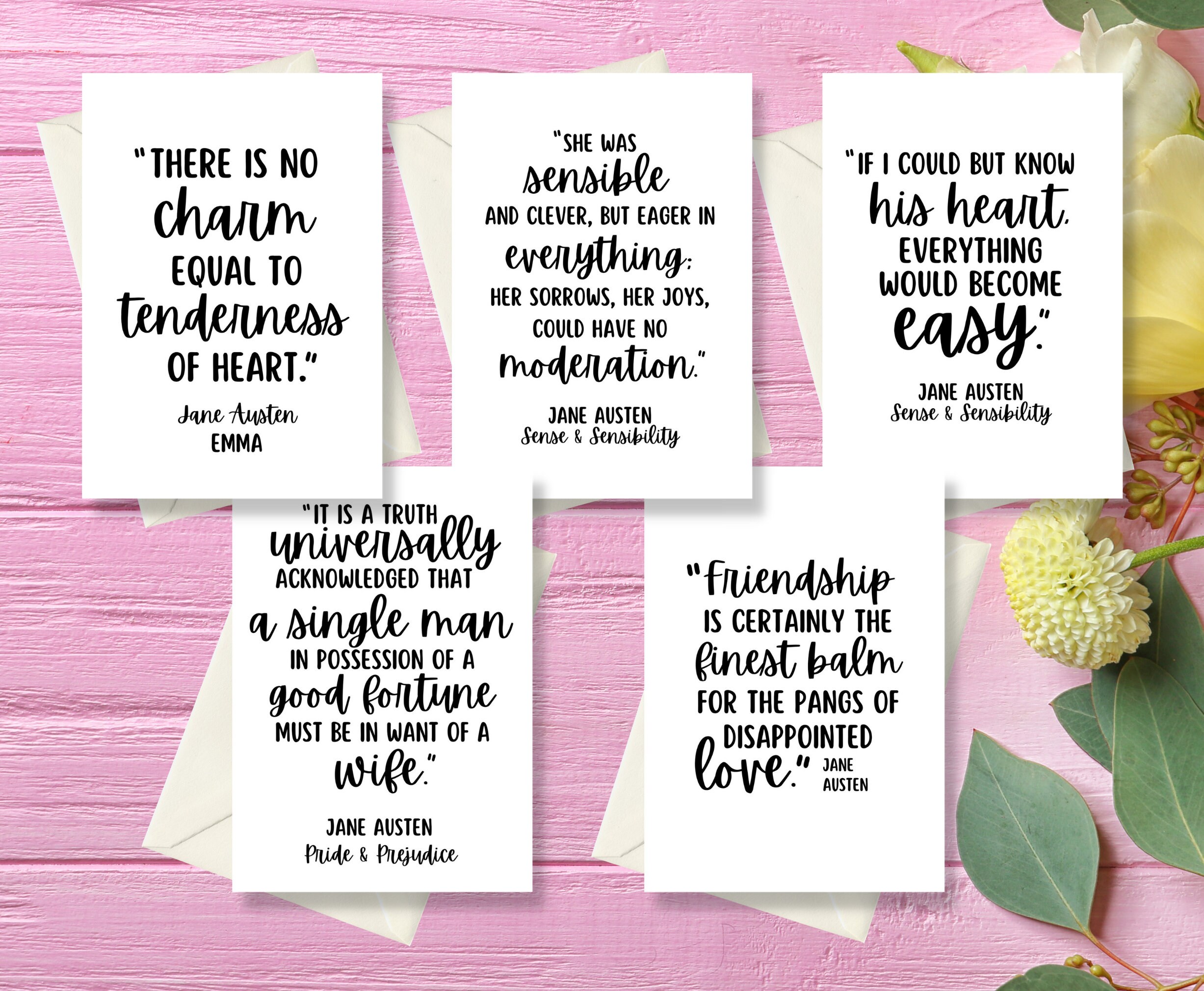 25 Printable Jane Austen Quote Cards Persuasion, Pride and Prejudice ...