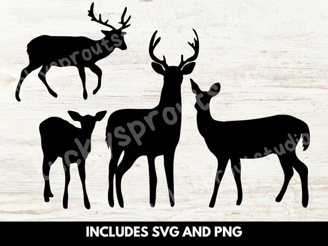 4 Deer SVG/PNG Bundle, Deer Family Svg Bundle, Doe and Stag, Commercial ...