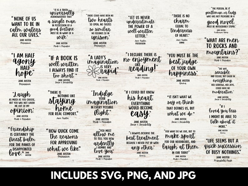 25 Jane Austen SVG Bundle, Jane Austen Quote, Literary Quote SVG, Book ...