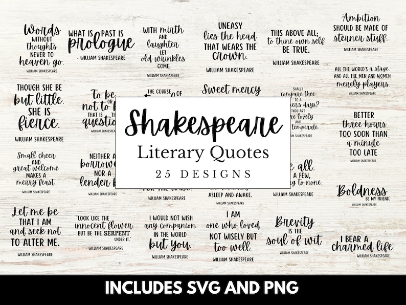 25 Shakespeare SVG Bundle, Shakespeare Quotes, Literary Quote SVG, Book ...