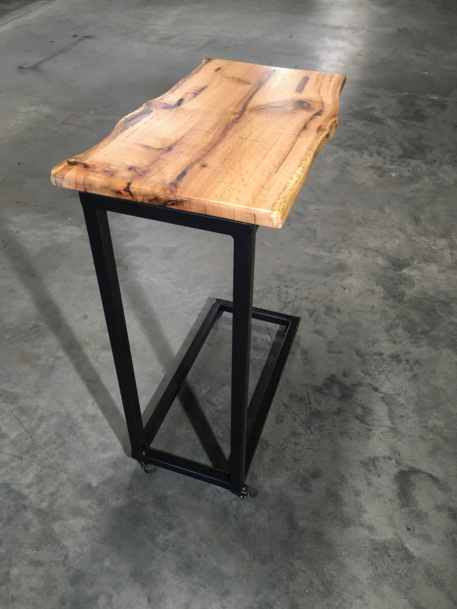 Rustic Live Edge C Table With Casters / End Table / Side Table - Etsy