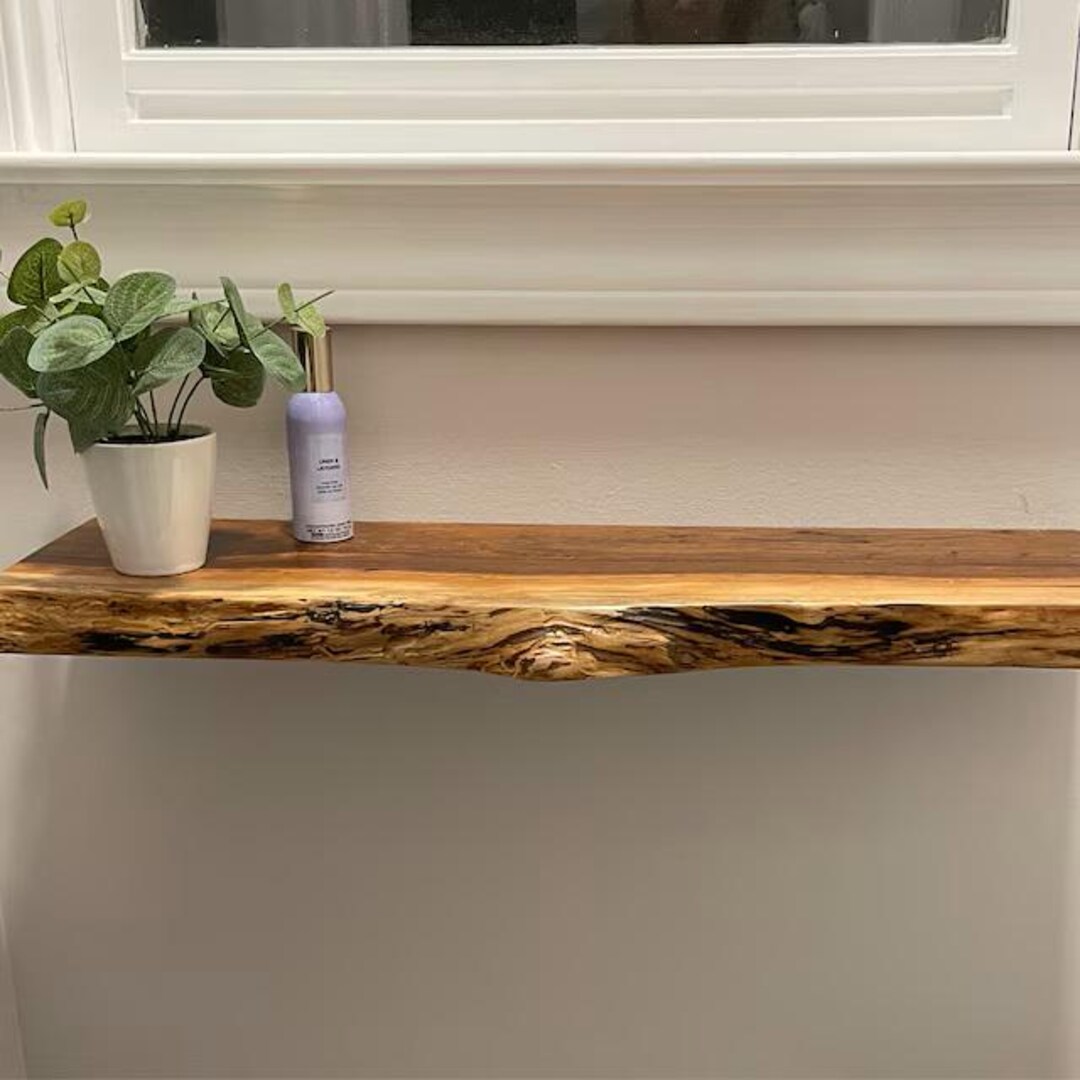 Heavy Duty Modern Live Edge Floating Shelf / Solid Wood Natural Live ...