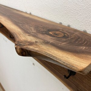 Live Edge Solid Wood Coat Hooks With Shelf /coat Rack/ Entryway ...