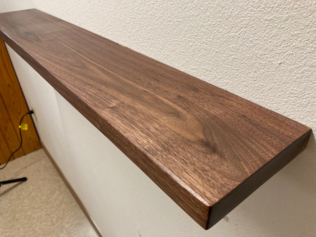 Modern Solid Wood Floating Shelf With Hidden Metal Brackets / Unique ...
