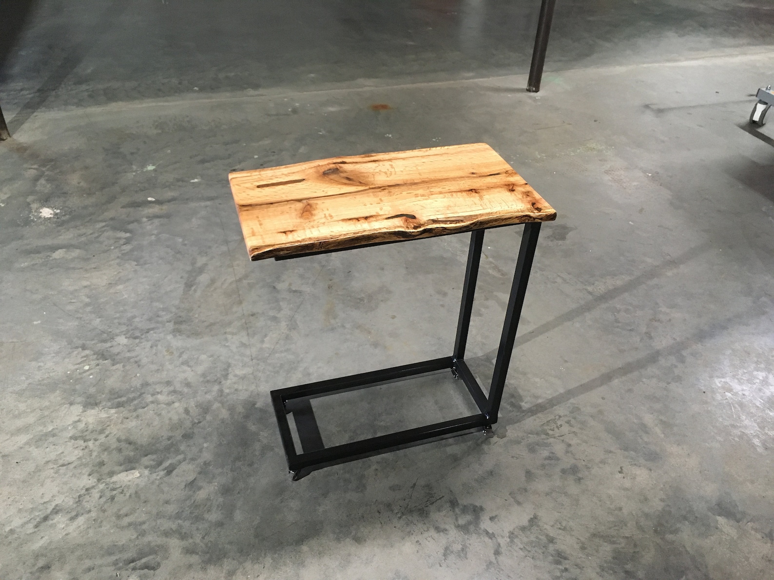 Rustic Live Edge C Table With Casters / End Table / Side Table / Solid ...